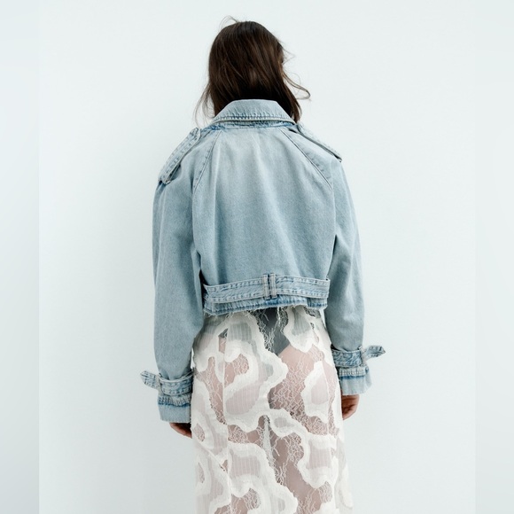 Zara | Jackets & Coats | Zara Trf Crop Denim Trench Coat | Poshmark